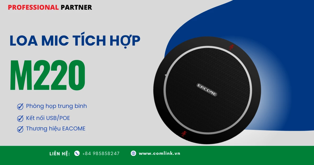 Loa Mic Tích hợp M220 Eacome có giảm tiếng ồn lên đến 18 dB